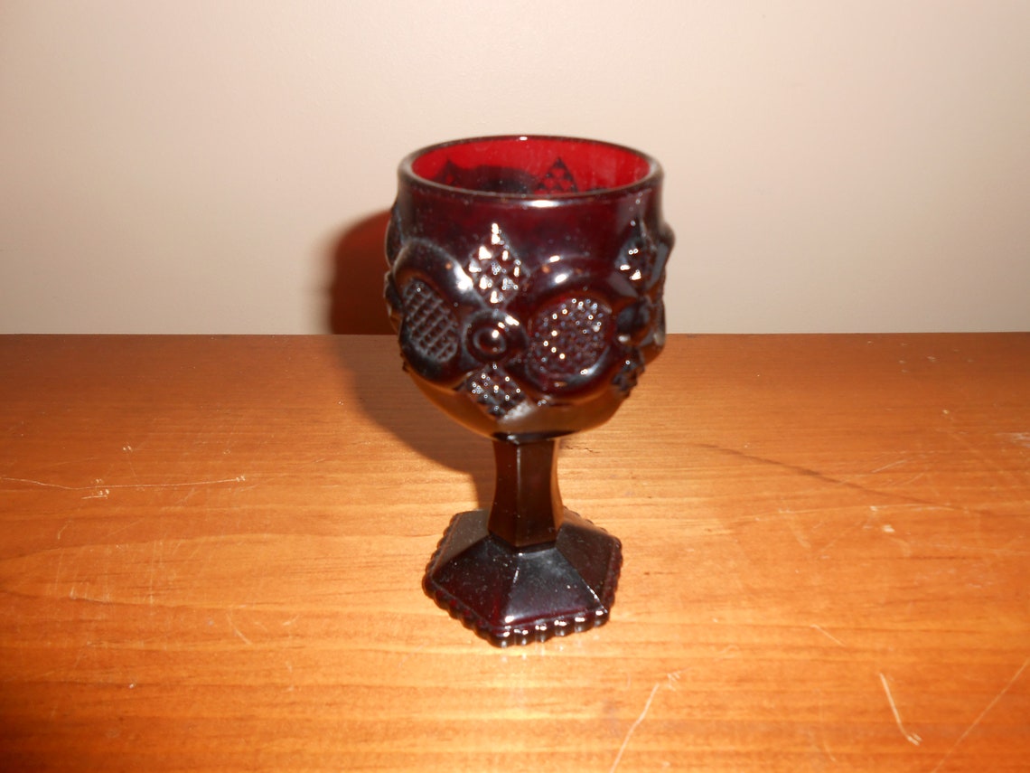 Vintage Avon Ruby Red Glass Goblet - Etsy