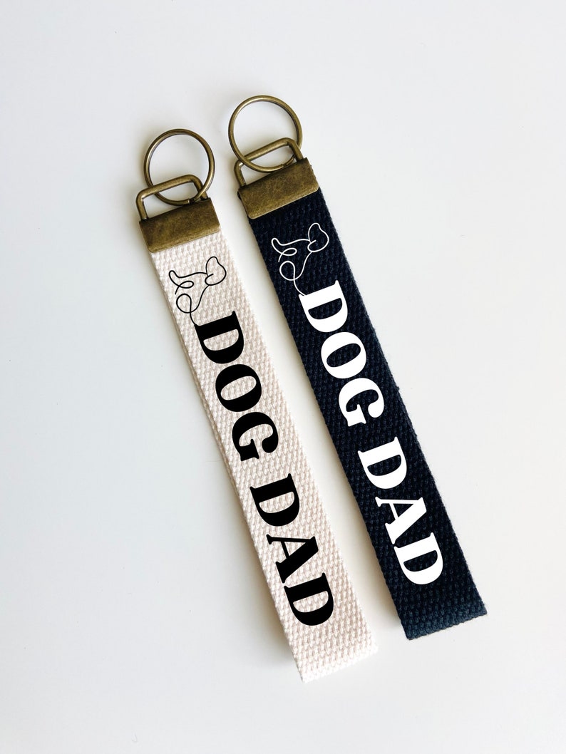 Dog Dad Keychain, Dog Dad Key Fob, Pet Owner Gift, Cotton Lanyard ...