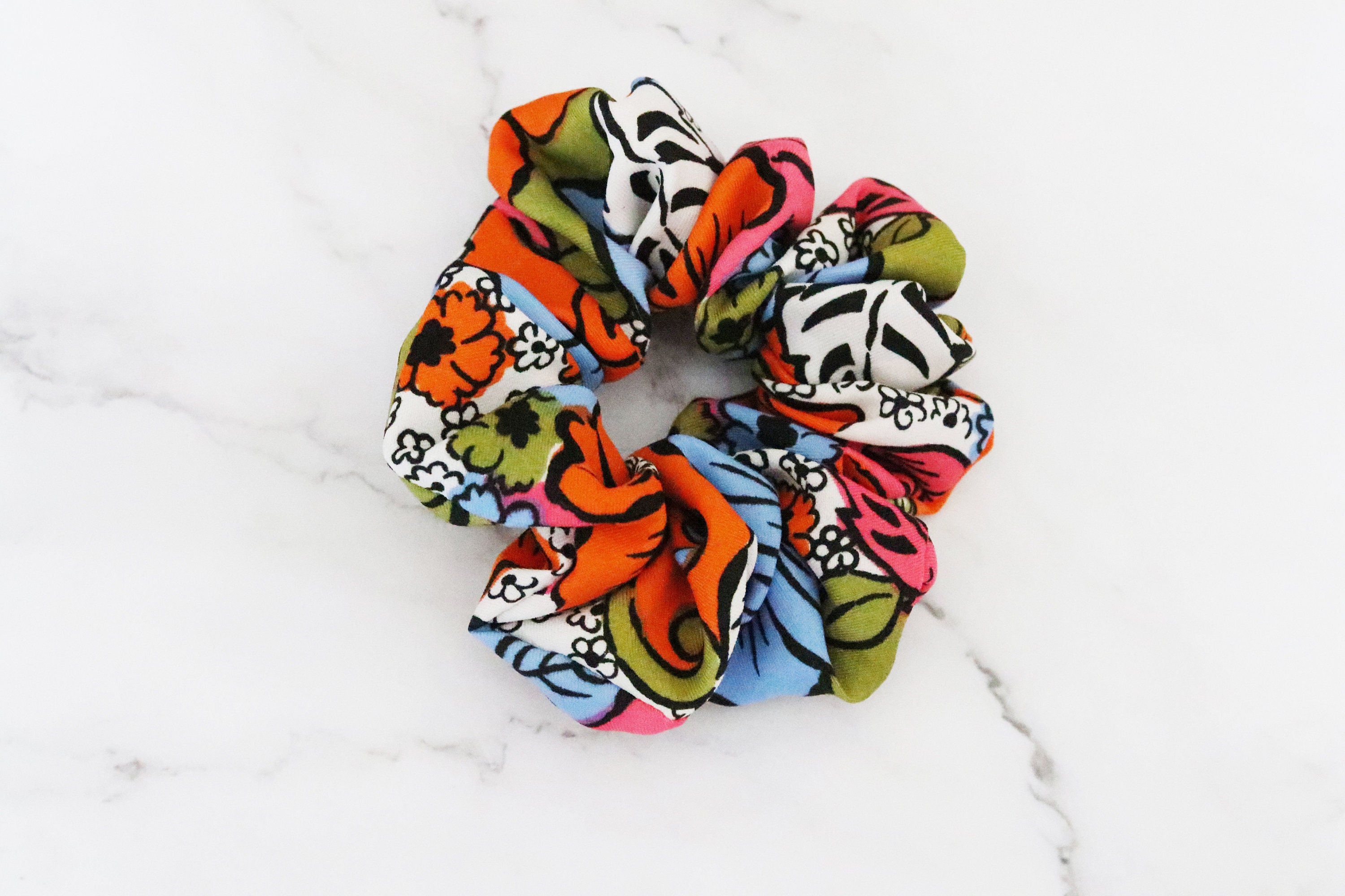 Flower Scrunchie Bright Colorful Scrunchies Oversized Scrunchie Cute ...