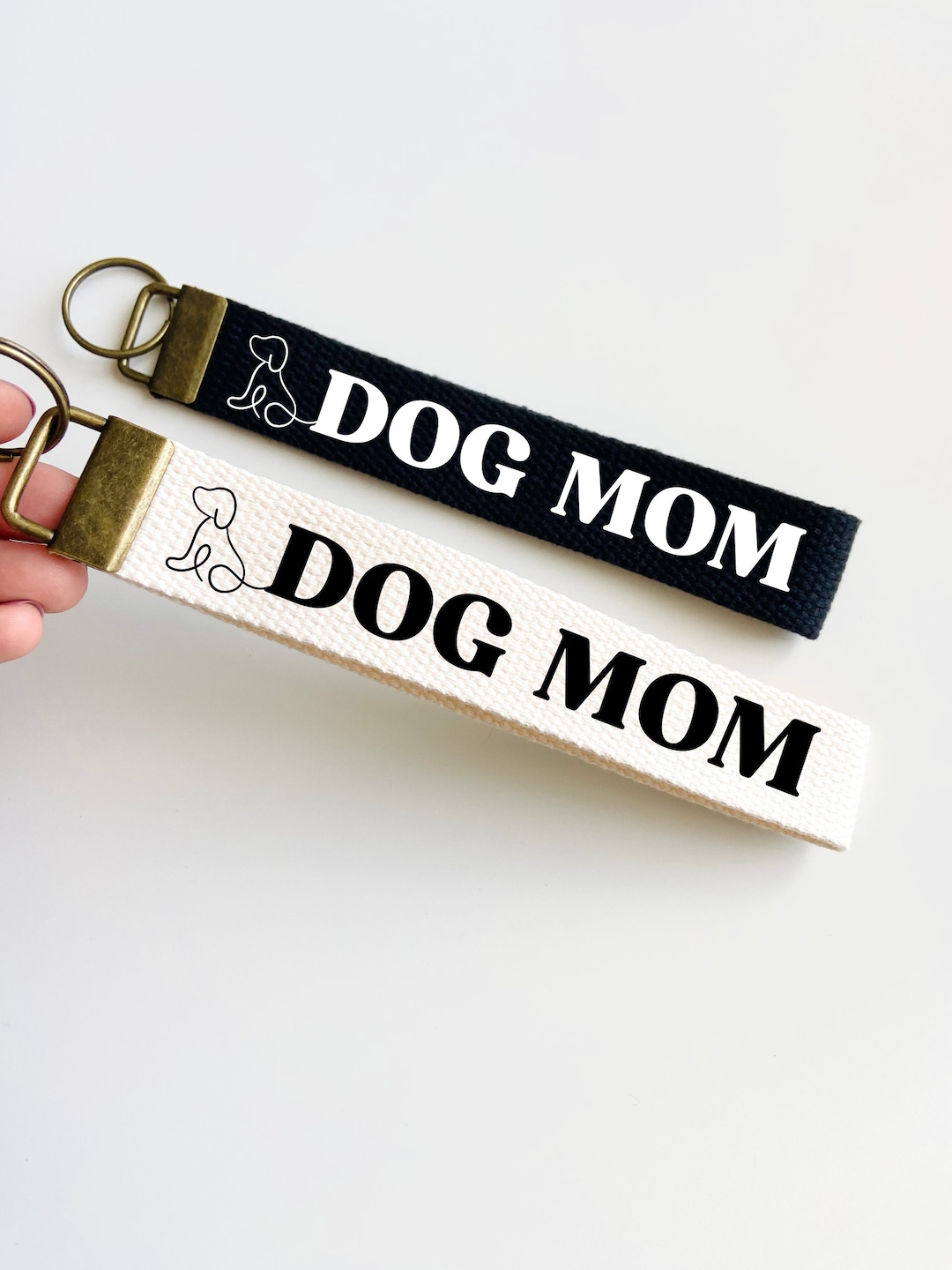 Dog Mom Keychain, Dog Mama Key Fob, Pet Owner Gift, Cotton Lanyard ...