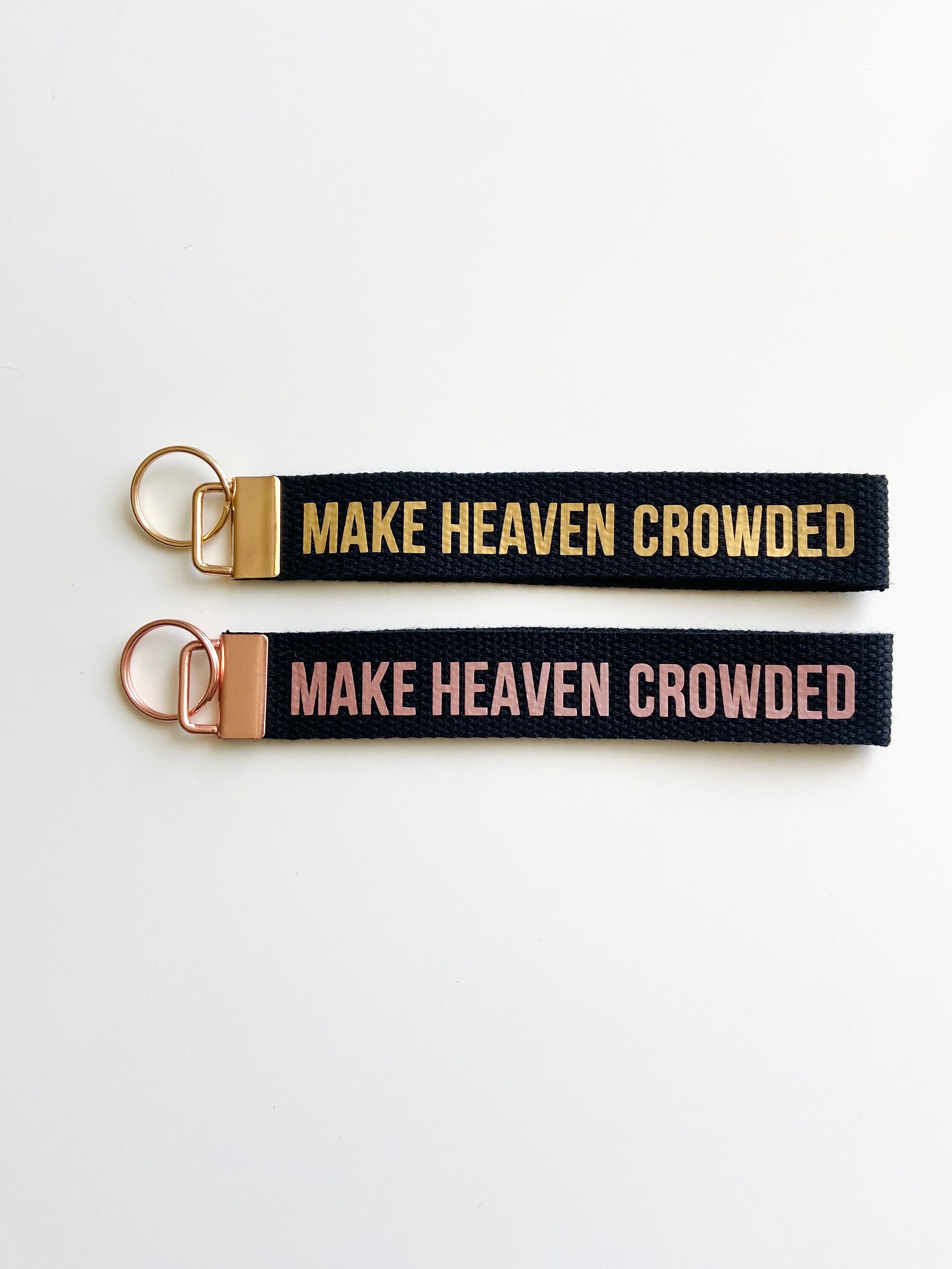 Make Heaven Crowded Christian Keychain, Key Fob Wristlet, Fabric ...