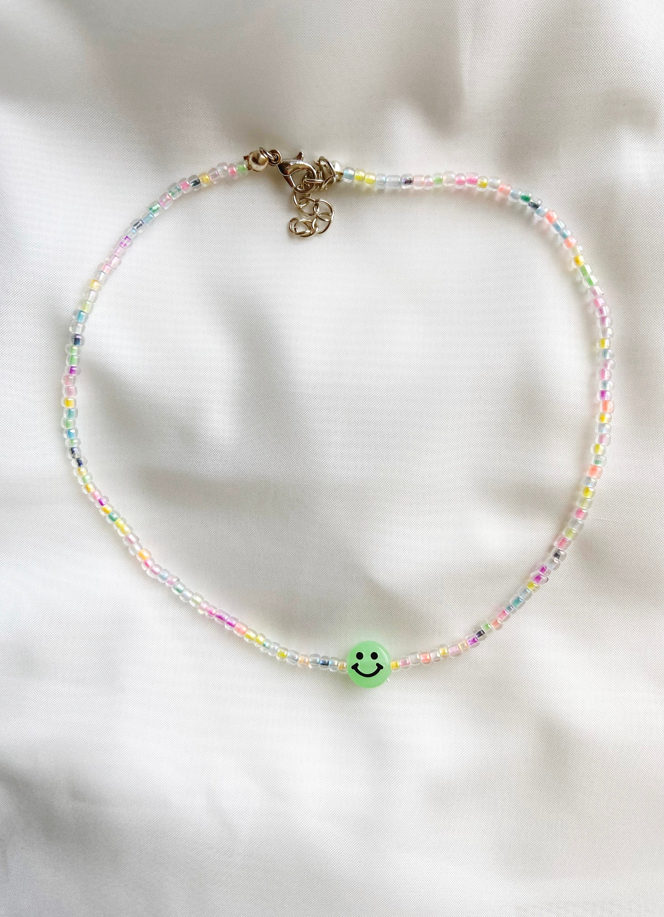 Seed Bead Necklace With Smile Necklace Luminous Beads Dainty Choker ...