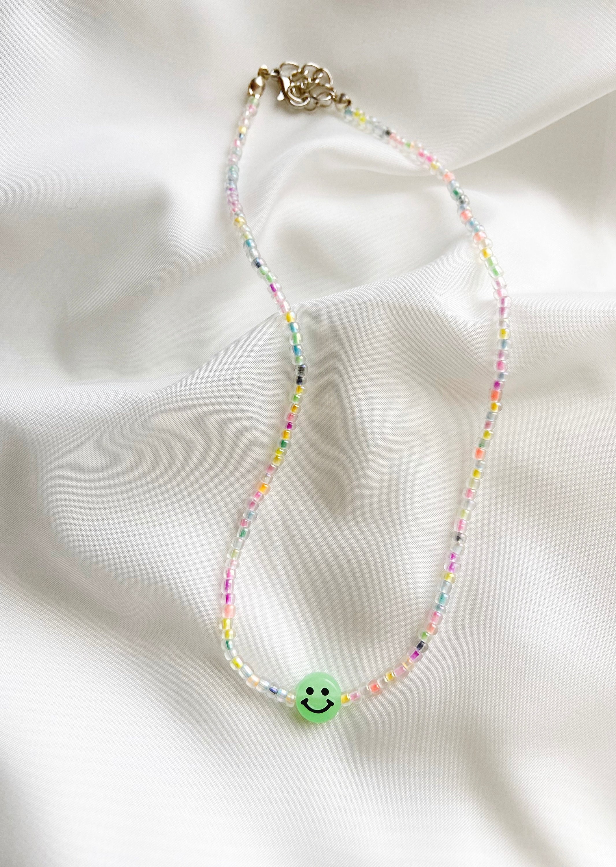 Seed Bead Necklace With Smile Necklace Luminous Beads Dainty Choker ...