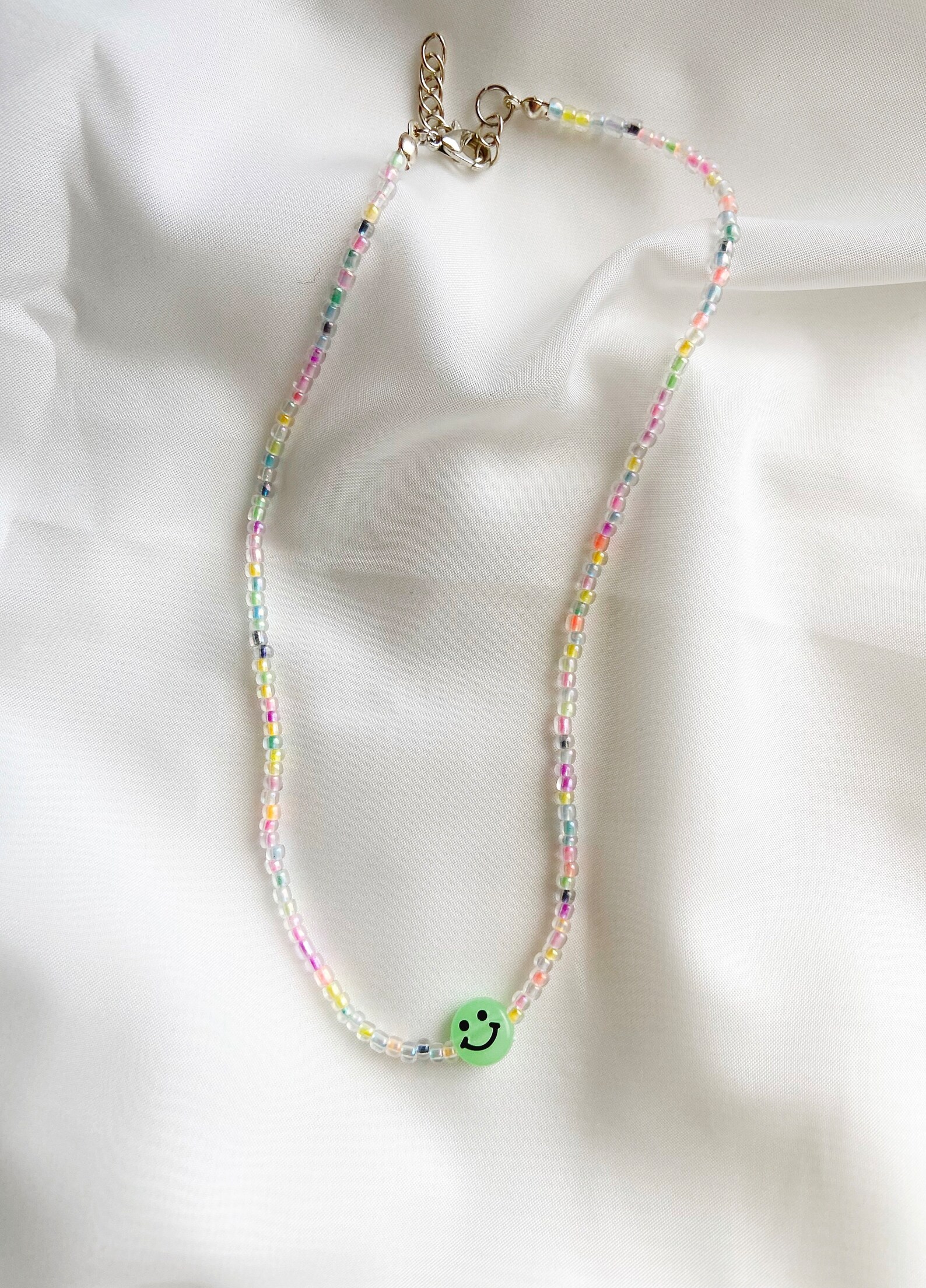 Seed Bead Necklace With Smile Necklace Luminous Beads Dainty Choker ...