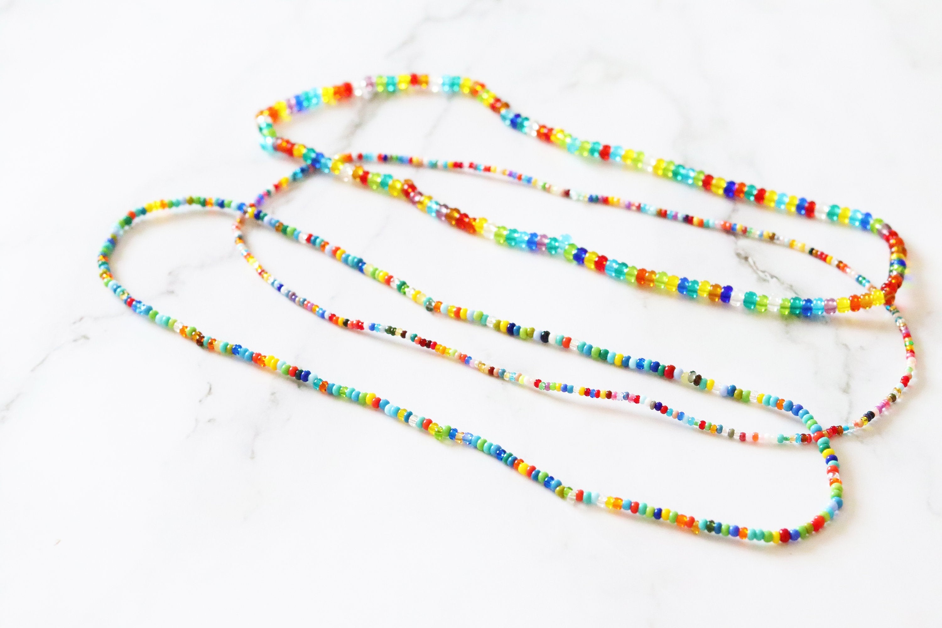 Multi Color Seed Bead Choker: Stretchy Boho Necklace - Etsy