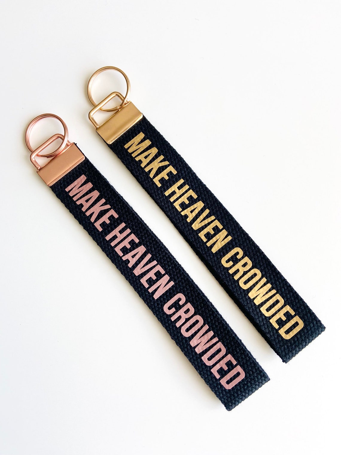 Make Heaven Crowded Christian Keychain, Key Fob Wristlet, Fabric ...