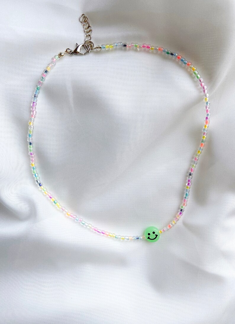 Seed Bead Necklace With Smile Necklace Luminous Beads Dainty Choker ...