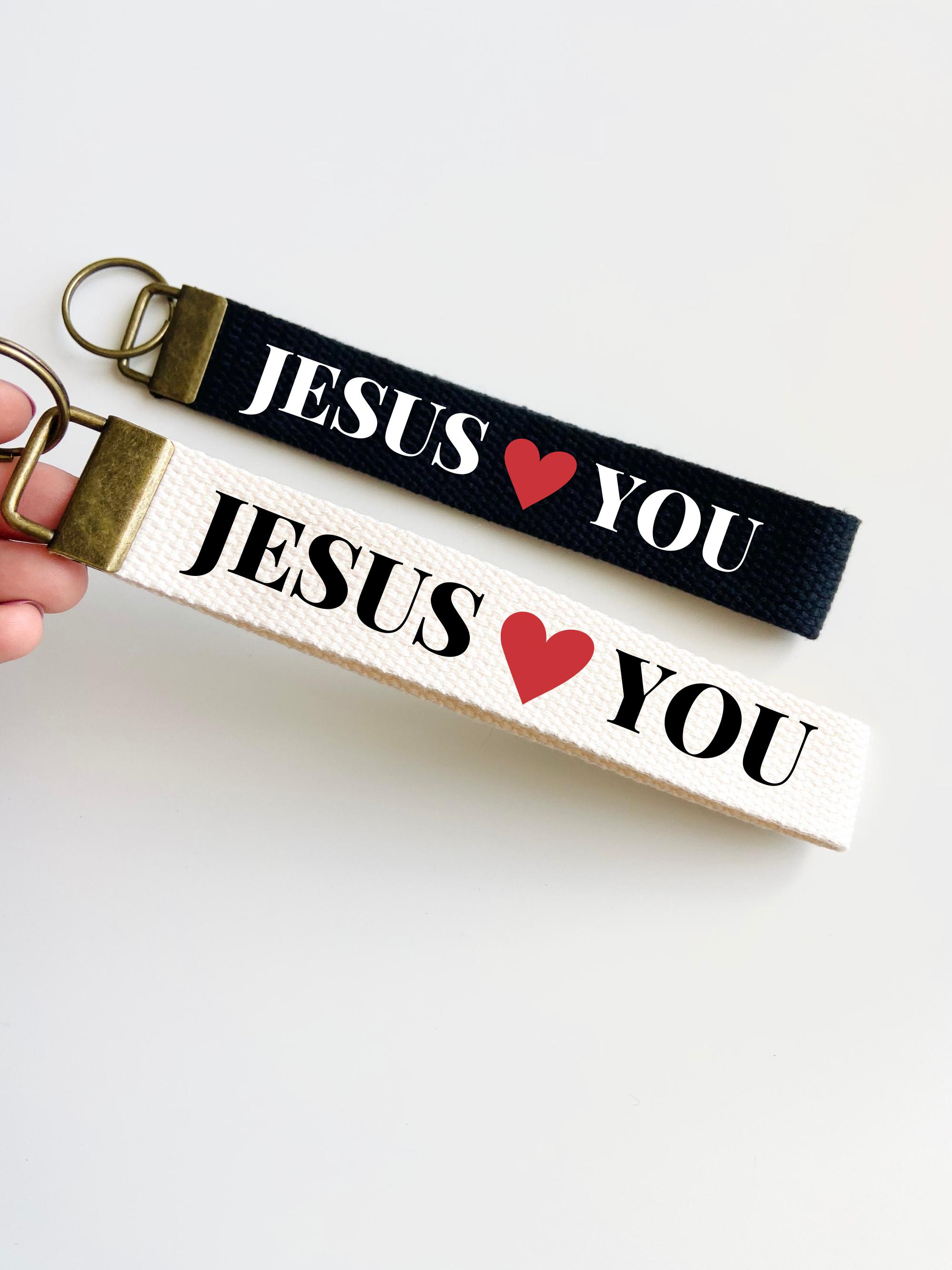 Jesus Loves You Christian Keychain, Religious Key Fob, Bible Verse ...