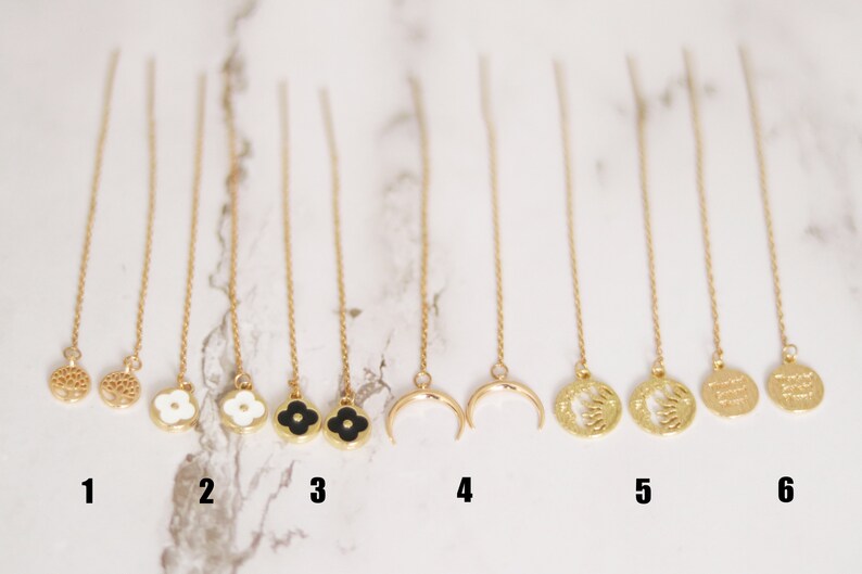 Threader Earrings Pull Through Earrings Flower Thread Earrings - Etsy