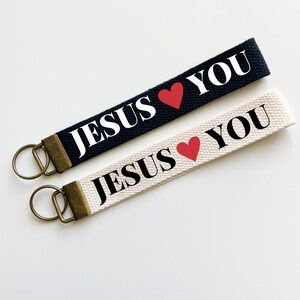 Jesus Loves You Christian Keychain, Religious Key Fob, Bible Verse ...