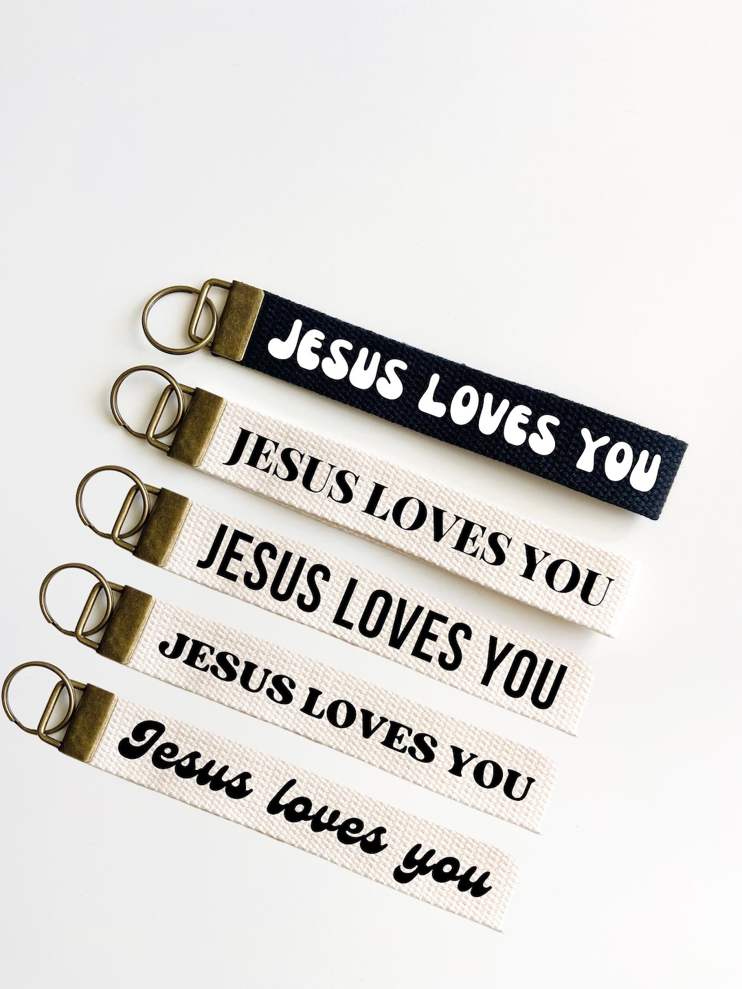 Jesus Loves You Keychain: Christian Fabric Wristlet Key Fob - Etsy