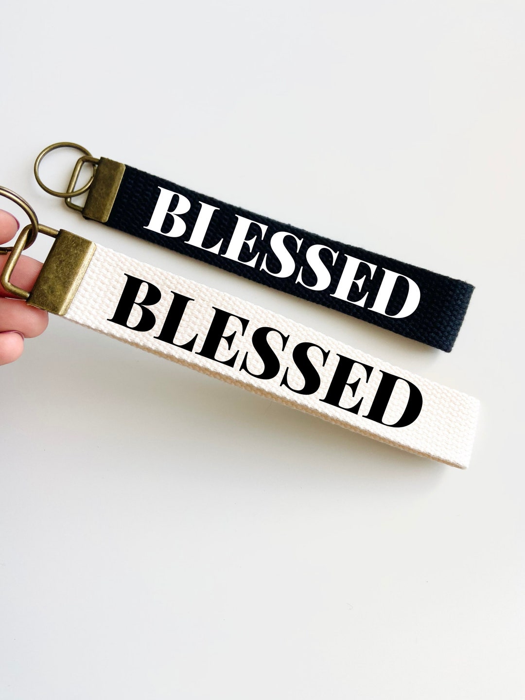 Blessed Keychain, Christian Key Fob, Wristlet Strap, Bible Verse, Faith ...