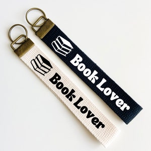 Book Lover Keychain, Book Lover Gift, Reader Gift, Cotton Canvas Key ...