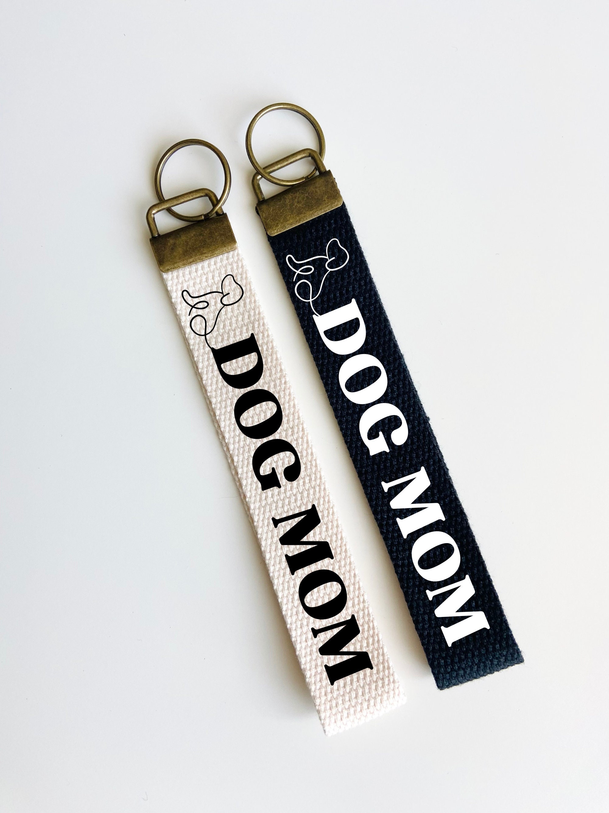 Dog Mom Keychain, Dog Mama Key Fob, Pet Owner Gift, Cotton Lanyard ...