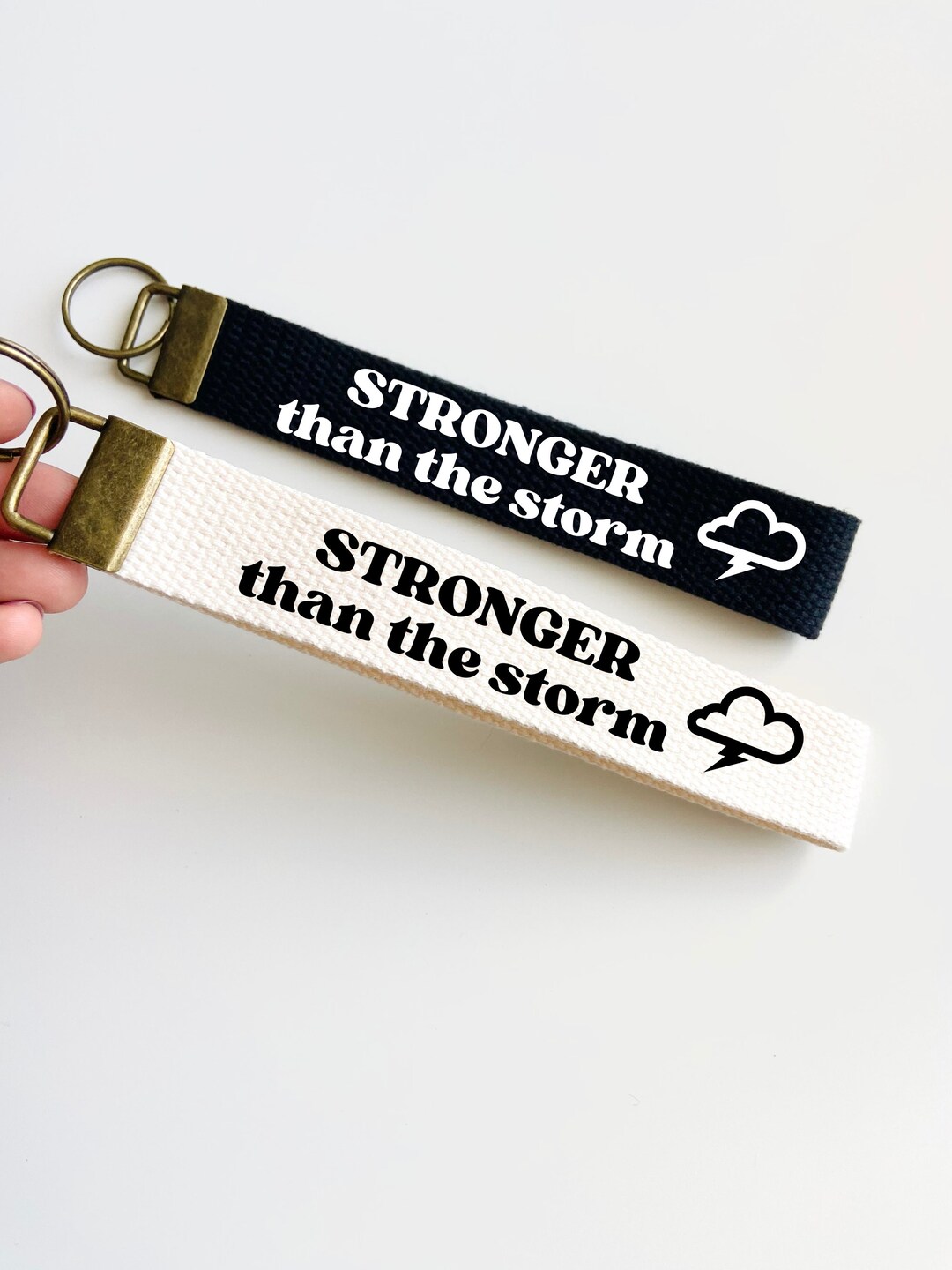 Stronger Than the Storm Keychain, Christian Key Fob, Wristlet Strap ...