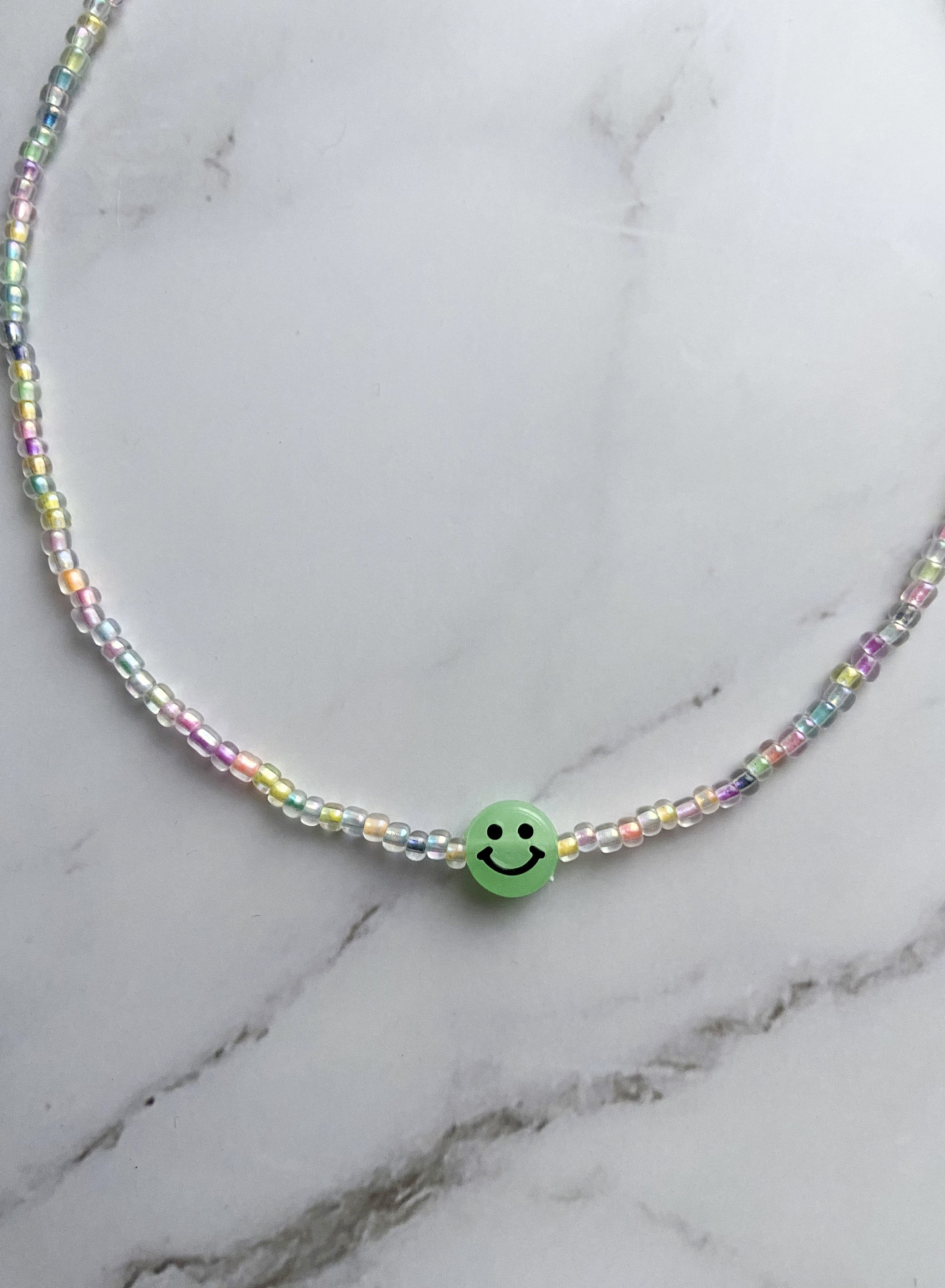 Seed Bead Necklace With Smile Necklace Luminous Beads Dainty Choker ...