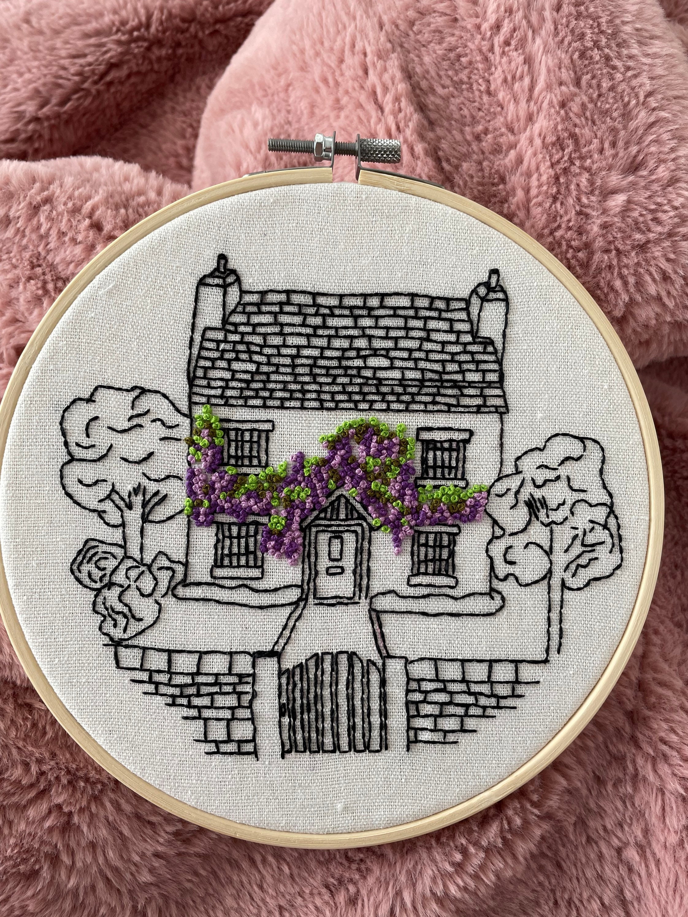 Hand Embroidered House Wall Art - Etsy