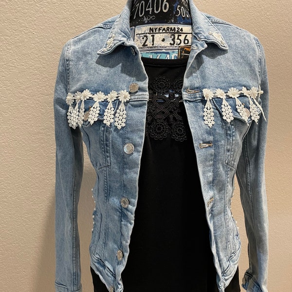 Denim Lace Jacket - Etsy