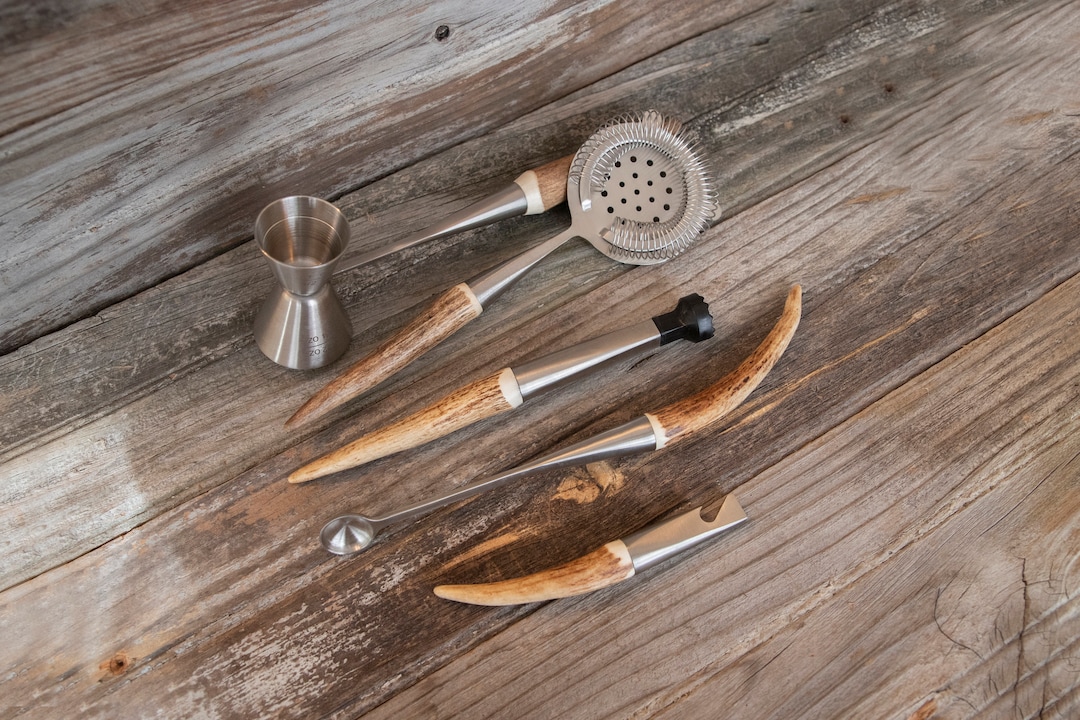 5 Piece Antler Handle Bar Set - Etsy