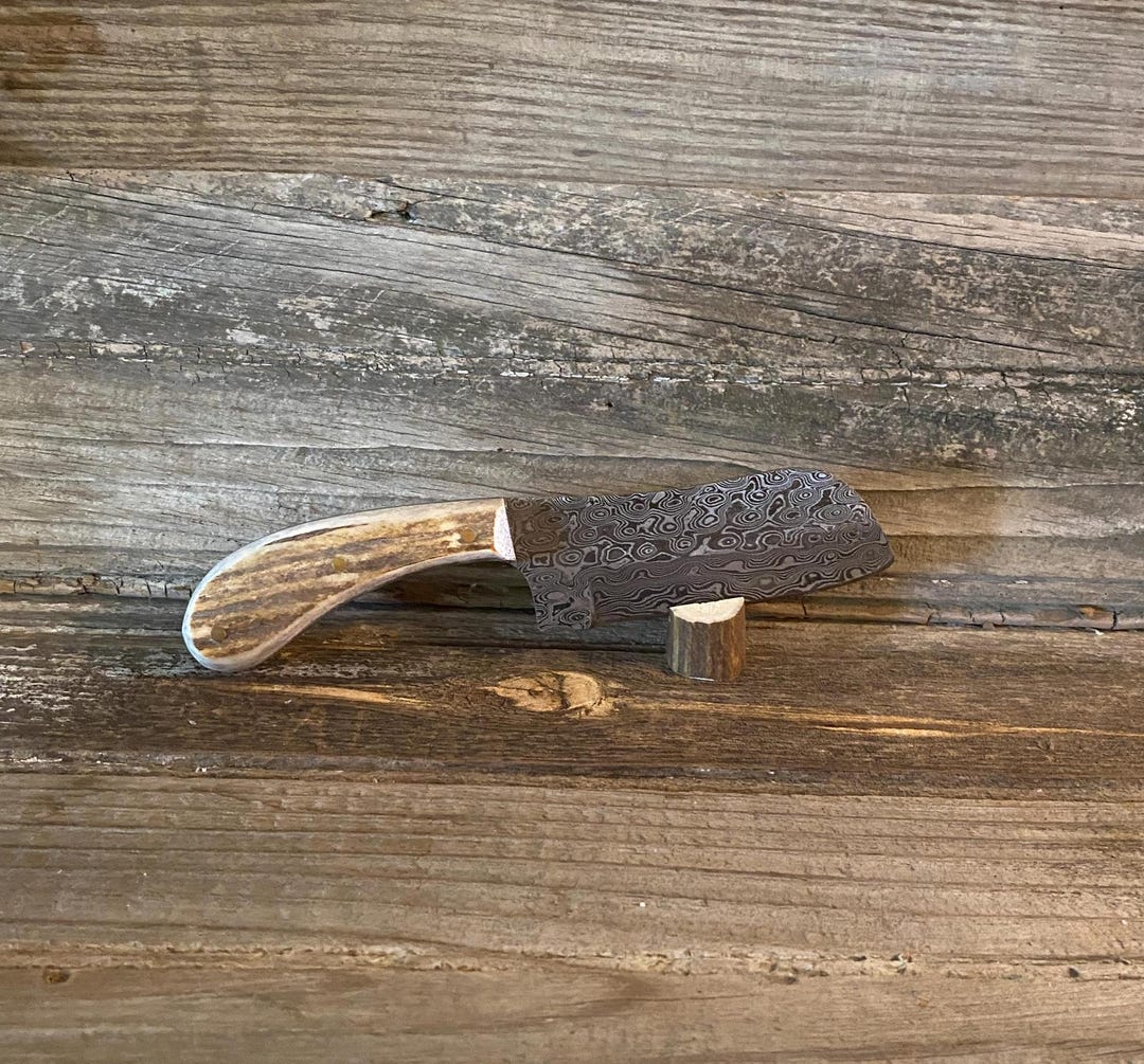 Elk Antler Handled Damascus Kitchen Chopper Knife - Etsy
