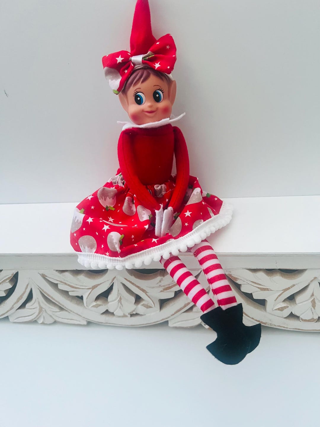 Handmade Christmas Pudding Elf Set Skirt & Hairbow/clothes /outfit/doll ...