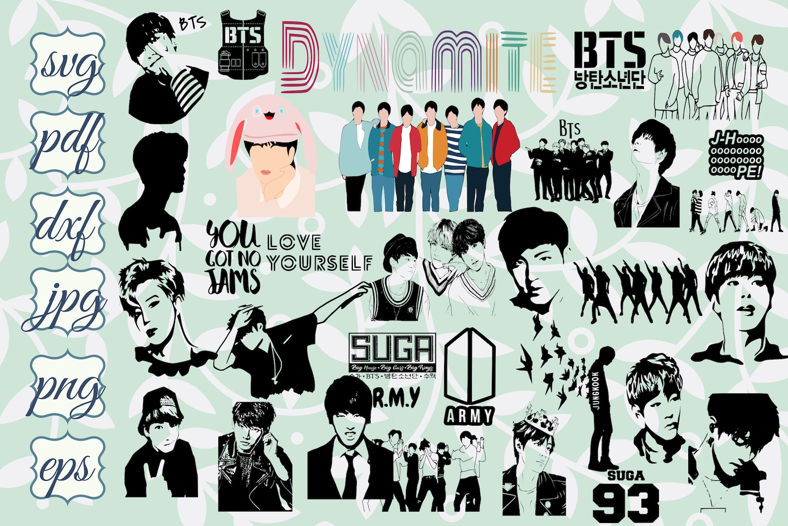 Bundle BTS svg png Cricut BTS Silhouette Cut Files cutting | Etsy