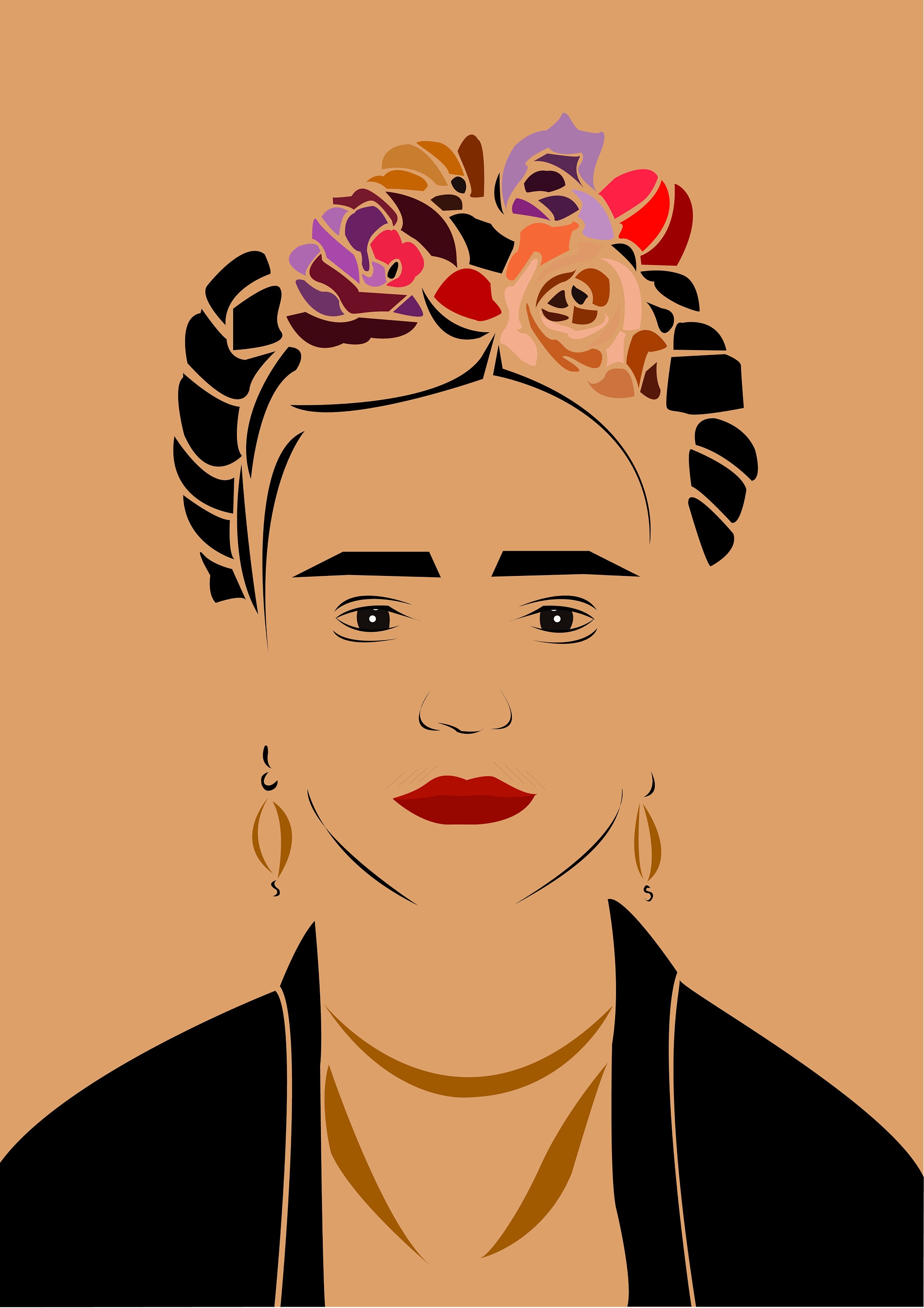 Frida Kahlo Vector Portrait Wall Art Digital Print Archivo Digital ...