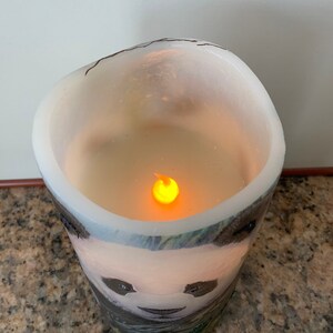 LED Candle "panda Family" - Black and White - Flameless Wax Art Candles ...