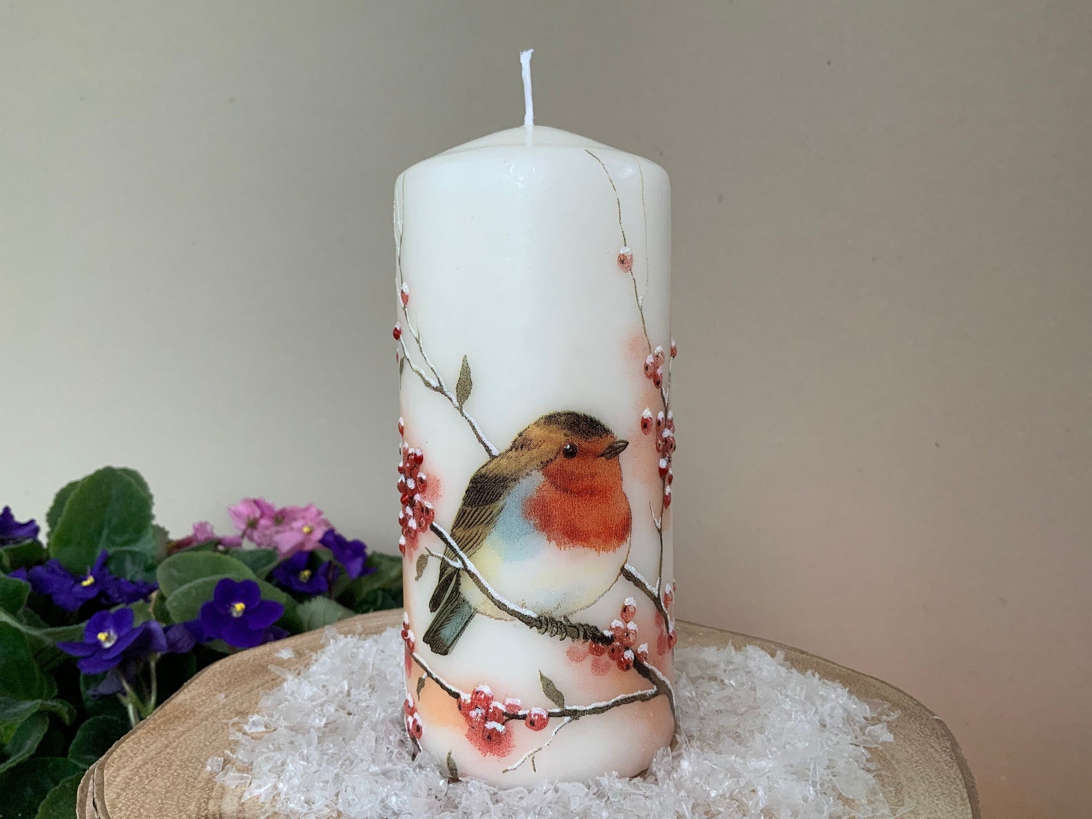 LED Candle "red Robin Bird" 3D Effect - Wax Pillar Candle - Gift ...