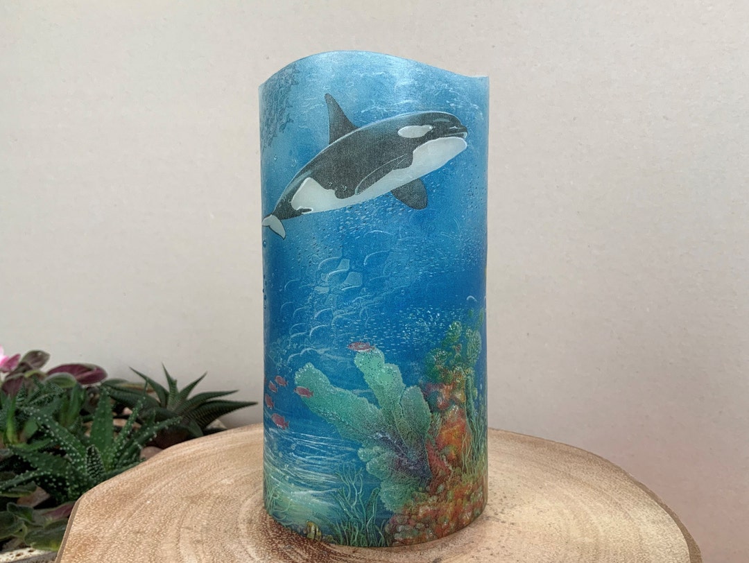 LED Candle "deep in the Ocean" - Sea Themed Flameless Candle With ...