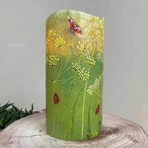 LED Candle "ladybugs" - Nature Pillar Wax Candle With Hand Painted ...