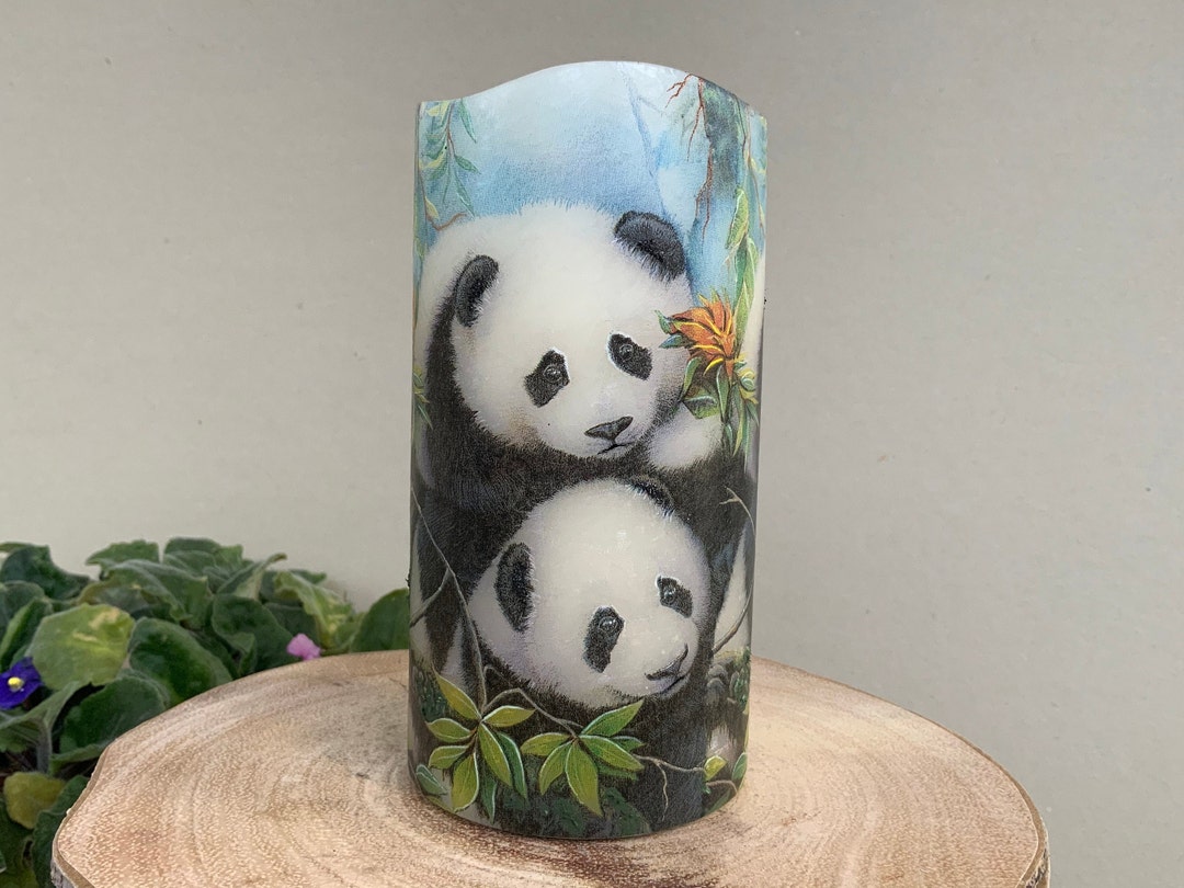 LED Candle "panda Family" - Black and White - Flameless Wax Art Candles ...