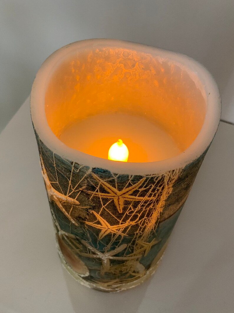 LED Candle "sea Stars" - 3D Effect Natural Sand - Sea Beach Ocean ...