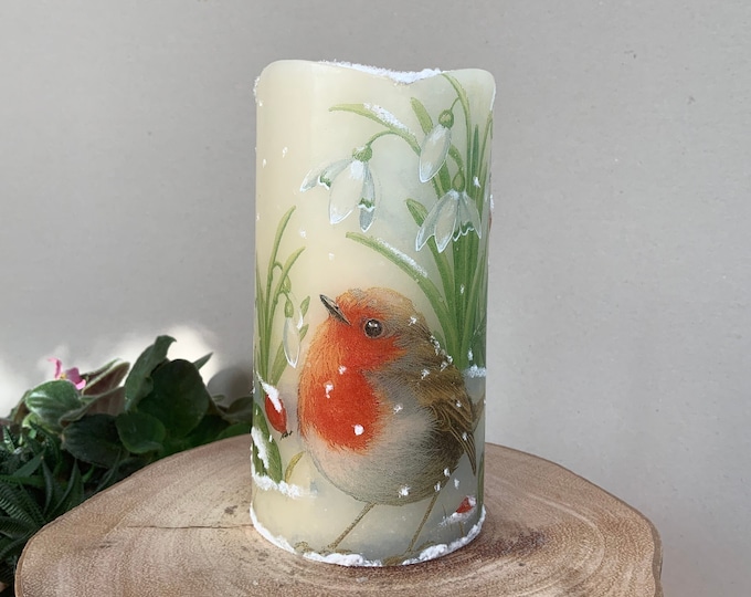 LED Candle "spring is Here" - 3D Effect - Wax Pillar Candle - Gift ...