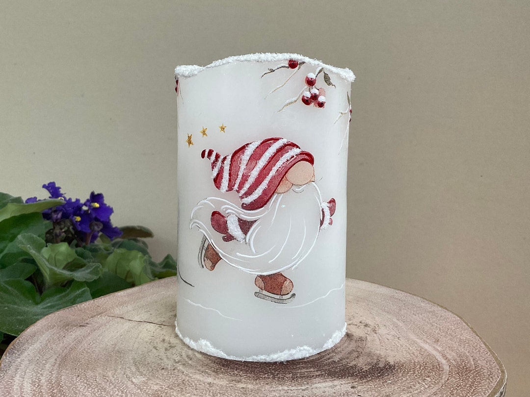 LED Candle "ice Skating Dwarf" - Xmas - Hand Decorated - Snowy Art ...