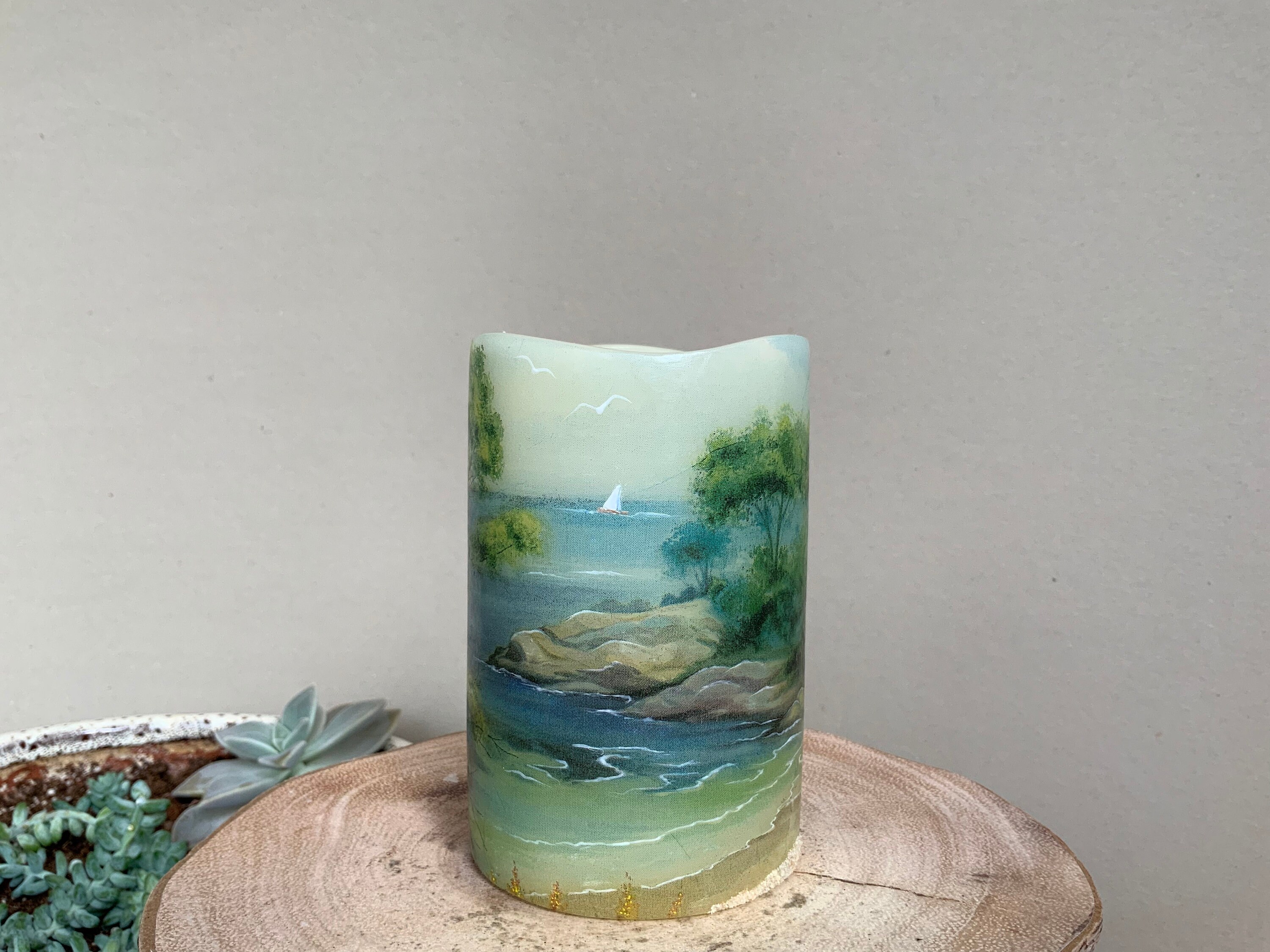 LED Candle "summer Dream" - Sea Themed Pillar Candle - Landscape ...