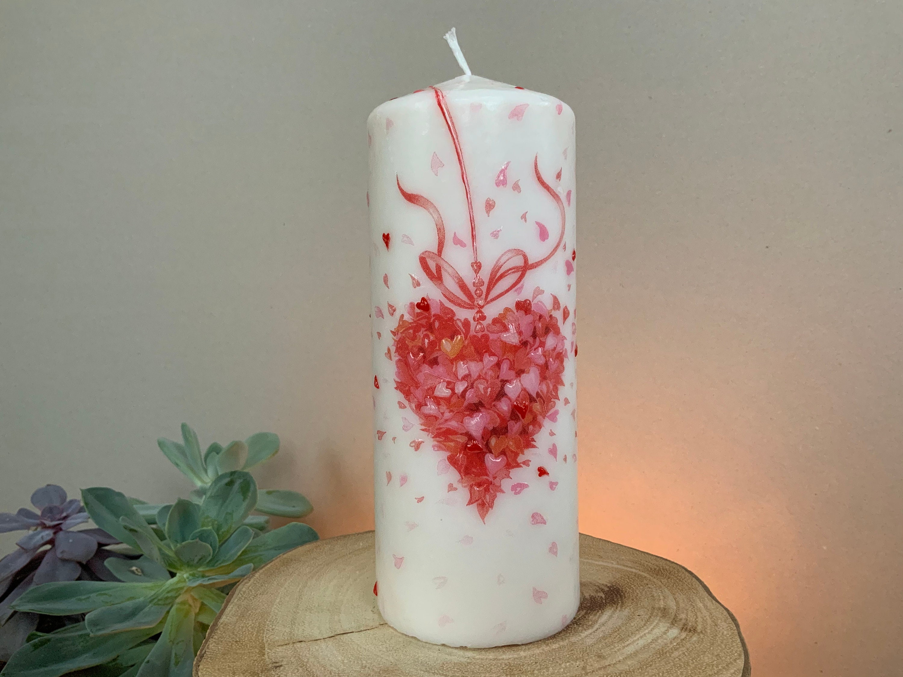 Candle Two hearts in one traditional or LED | Etsy