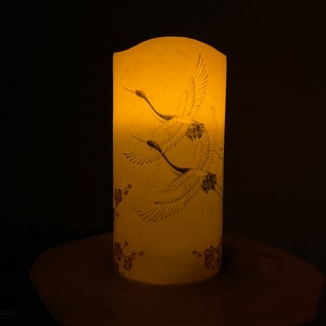 LED Candle "flying Cranes" - Art Wax Pillar Candles - Bird Lovers ...