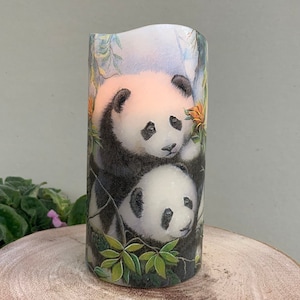 LED Candle "panda Family" - Black and White - Flameless Wax Art Candles ...