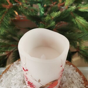 LED Candle red Robin Bird 3D Effect Wax Pillar - Etsy