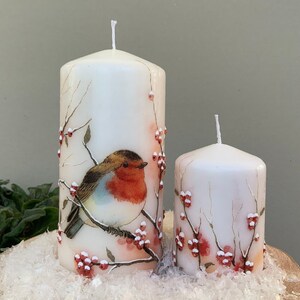 LED Candle "red Robin Bird" 3D Effect - Wax Pillar Candle - Gift ...