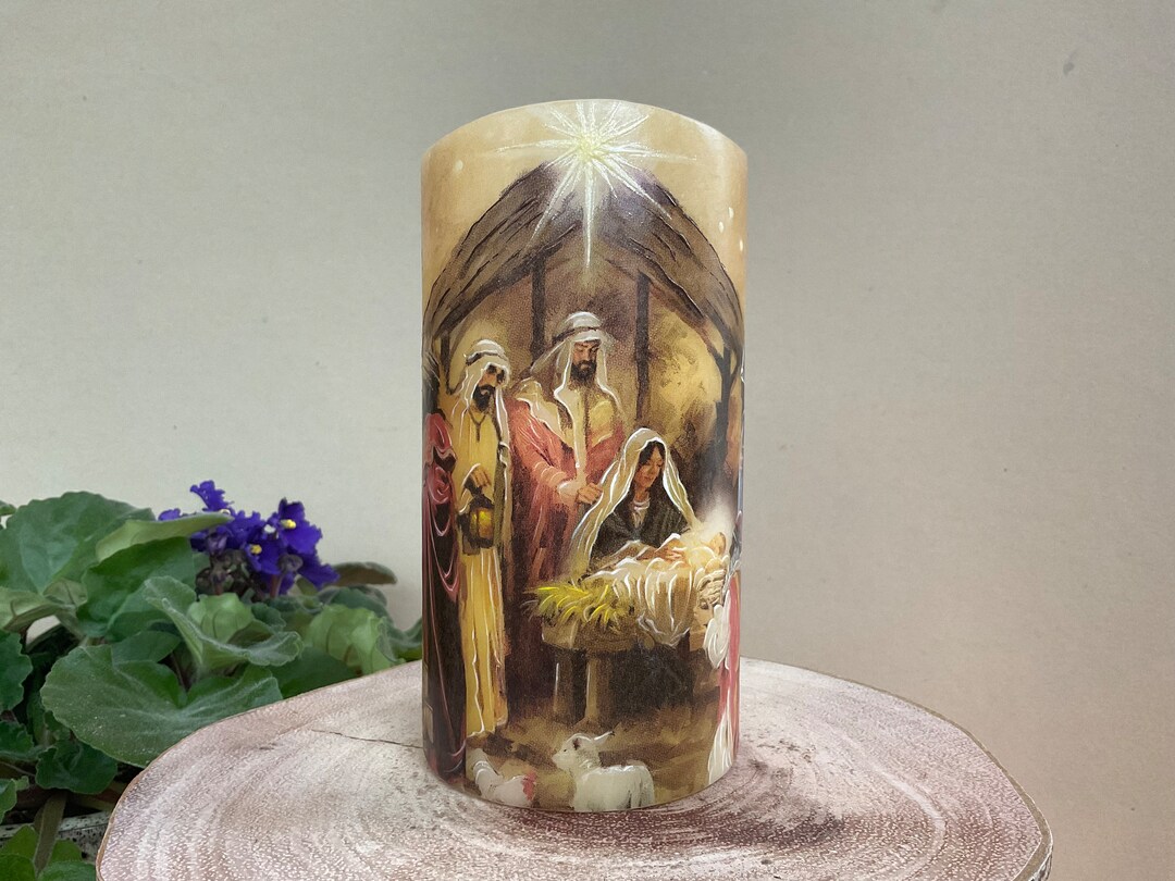 LED Candle "star of Bethlehem" - Nativity of Christ Pillar Candle ...