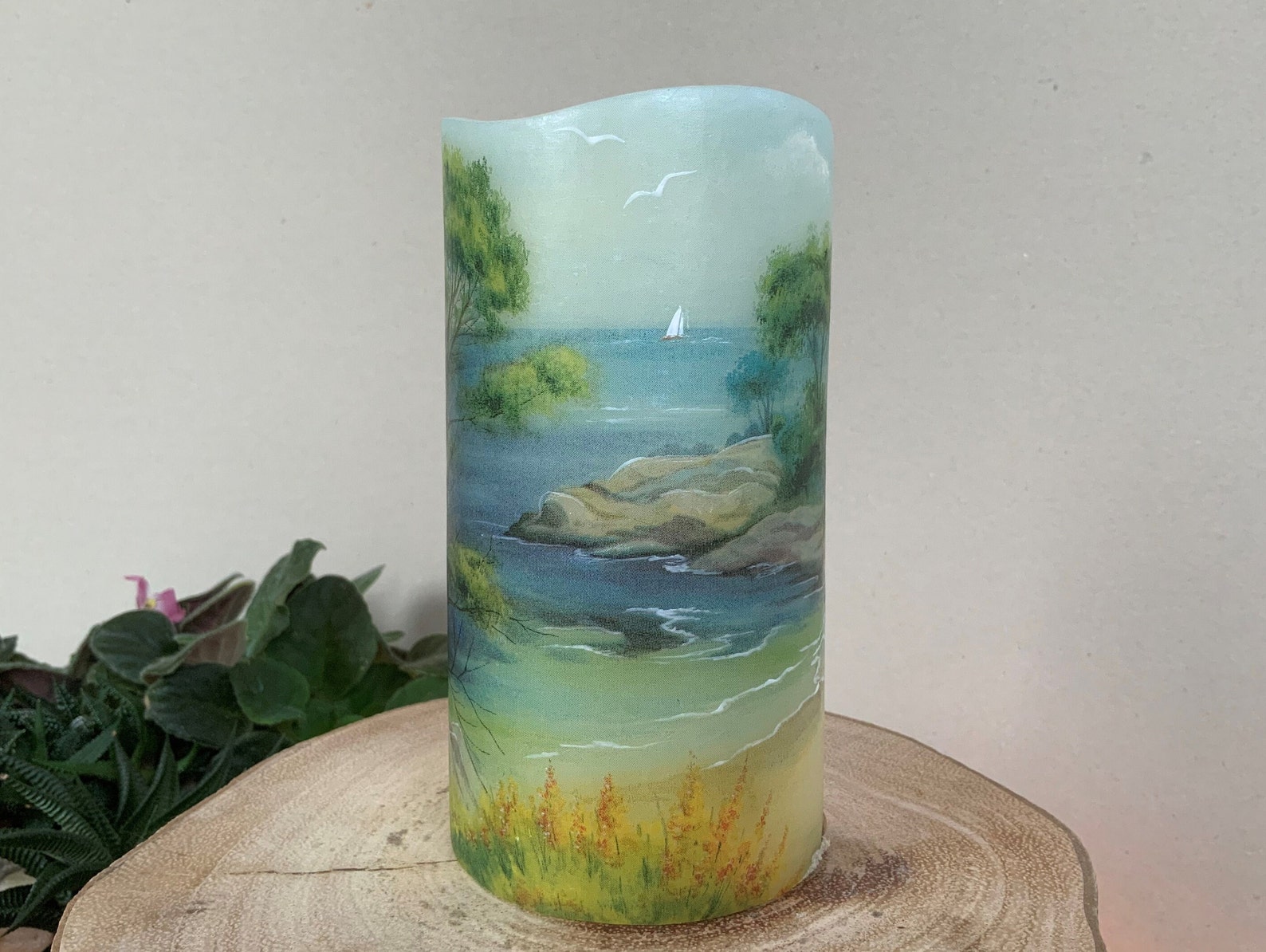 LED Candle "summer Dream" - Sea Themed Pillar Candle - Landscape ...