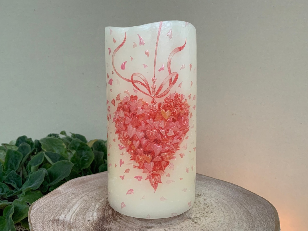 Candle "two Hearts in One" - Traditional or LED Pillar Art Candles With ...