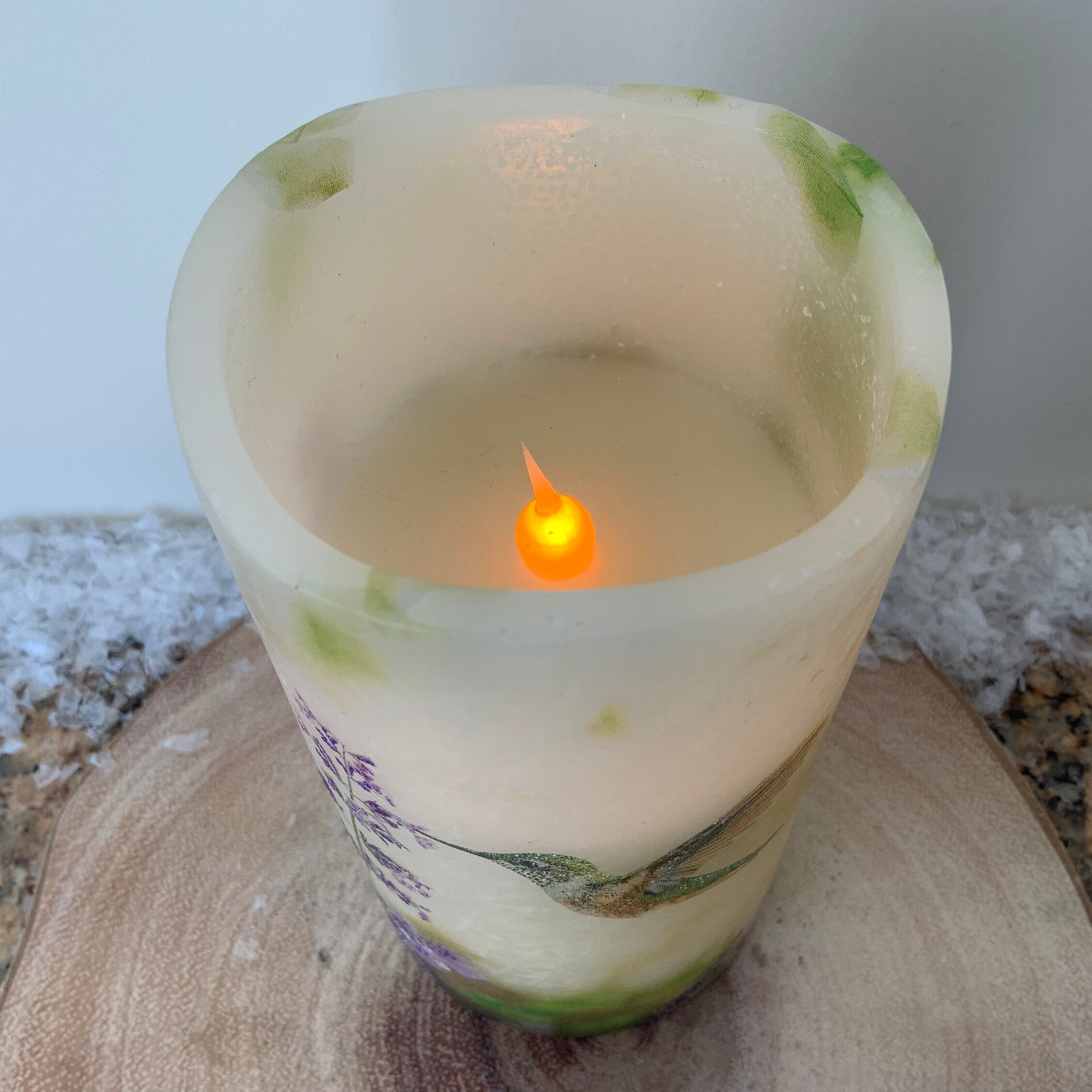 LED Candle hummingbird in the Nature Floral Art | Etsy