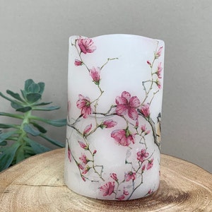 LED Candle "sakura" - Japanese Cherry Blossom - Hand Decorated - Art ...