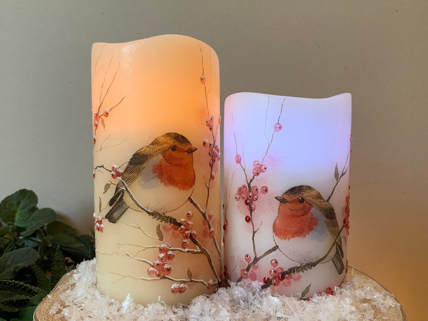 LED Candle "red Robin Bird" 3D Effect - Wax Pillar Candle - Gift ...