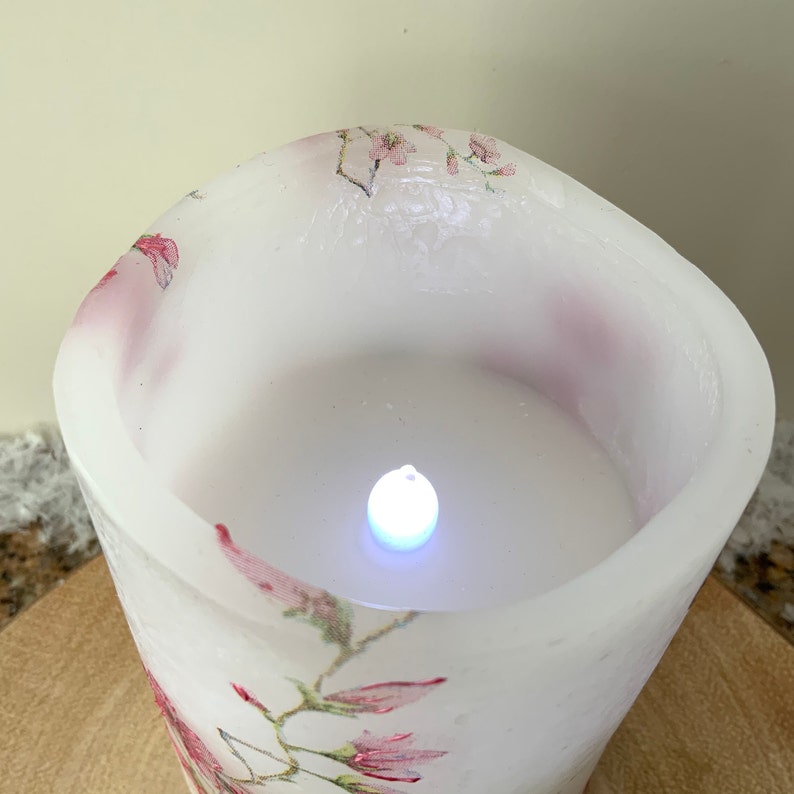 LED Candle "sakura" - Japanese Cherry Blossom - Hand Decorated - Art ...