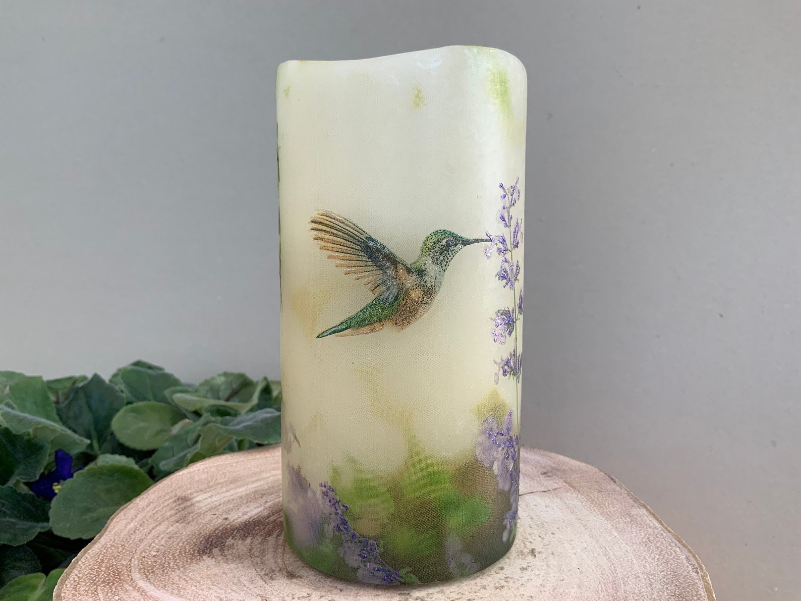 LED Candle hummingbird in the Nature Floral Art | Etsy