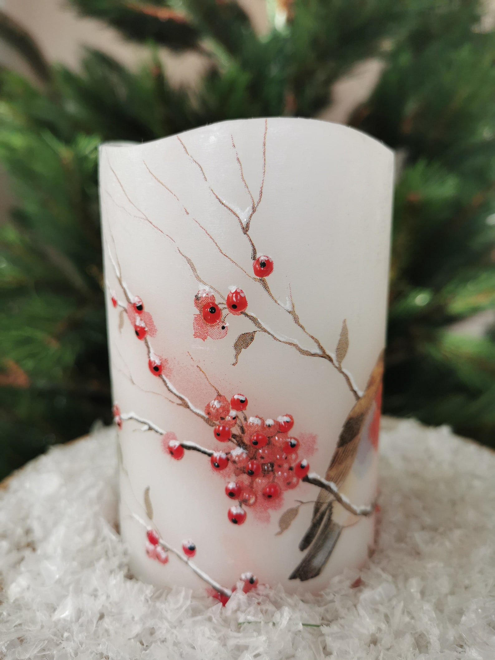 LED Candle "red Robin Bird" 3D Effect - Wax Pillar Candle - Gift ...